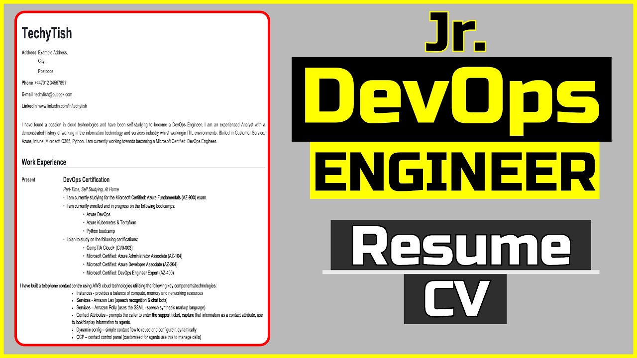 How to CREATE the PERFECT DevOps Engineer RESUME/CV | #noexperience ...
