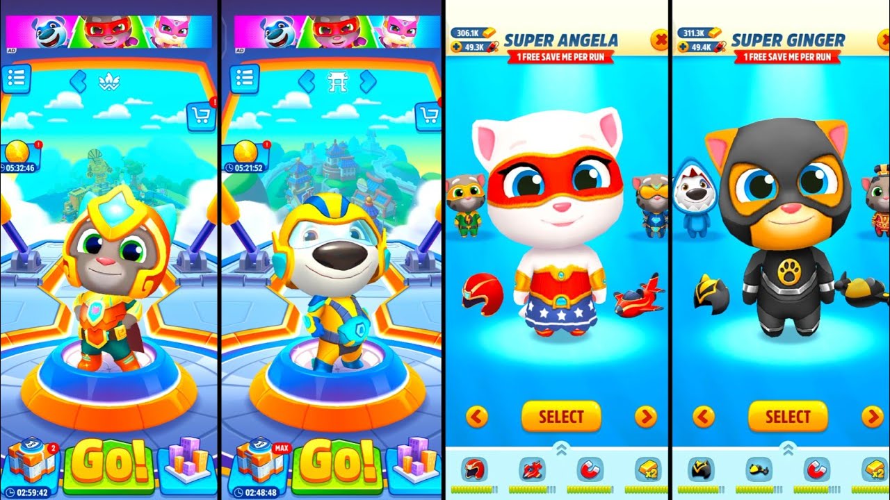 Talking Tom Hero Dash Gold Flash Tom, Sunbeam Hank vs Tom Gold Run ...