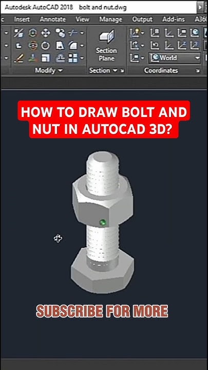 HOW TO DRAW BOLT AND NUT IN AUTOCAD 3D #shorts #autocad #autocad3d #autocadtutorials #dgivlog ...