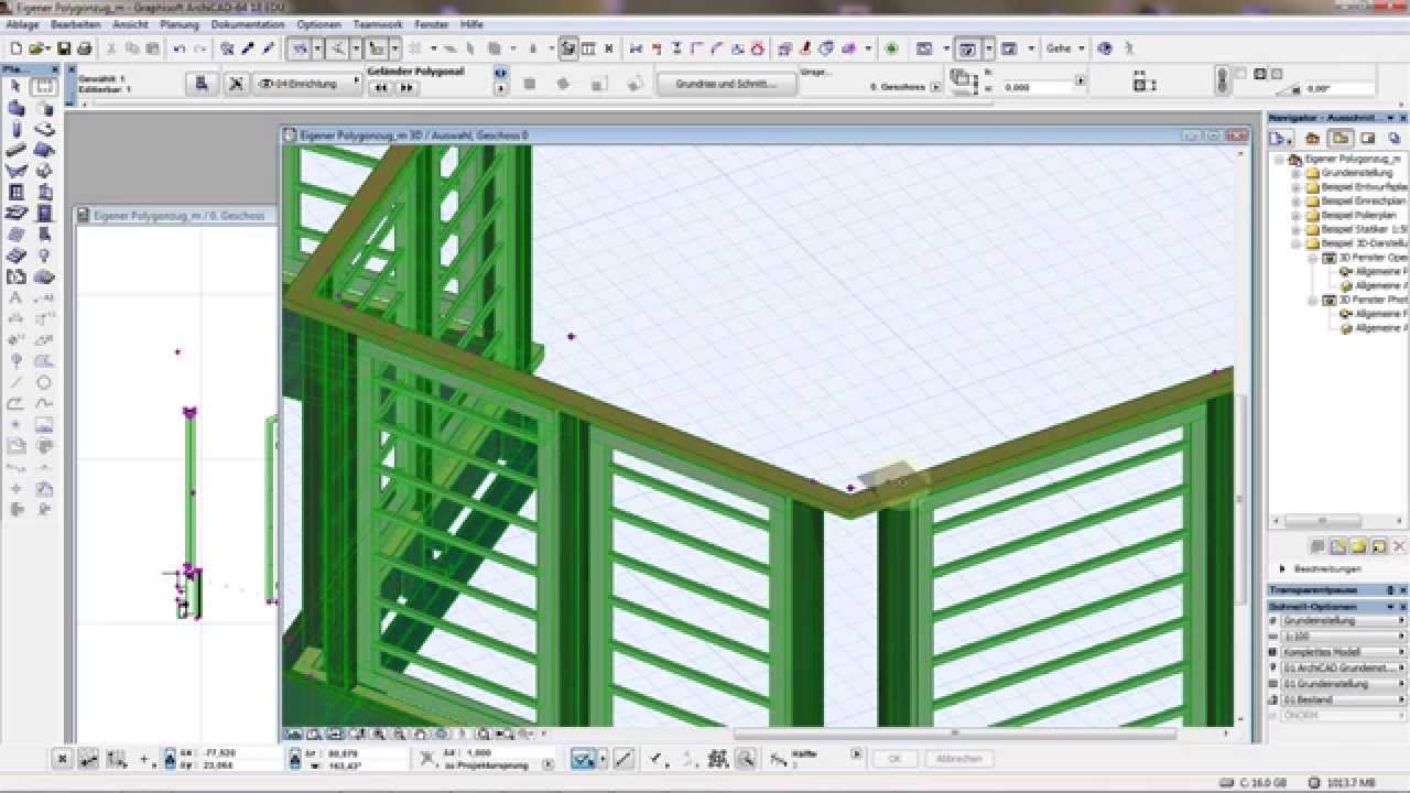 Archicad 18 Geländer GDL mit Aussenbefestigung mittels Polygonzug und ...