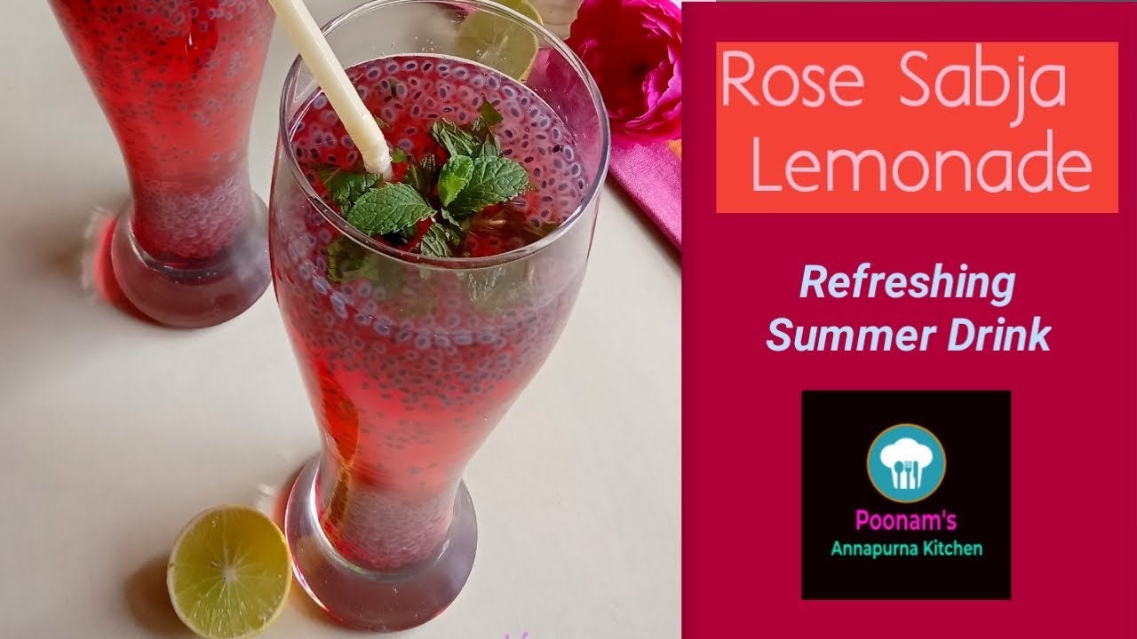Rose Sabja Lemonade Recipe / No-cook Refreshing Summer Drink - YouTube