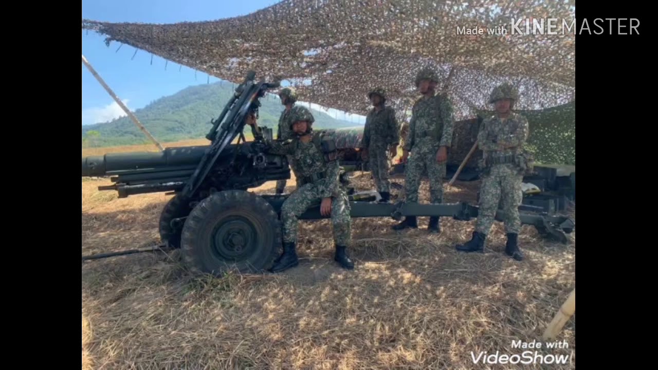 LATIHAN KUASA TEMBAKAN MERIAM 105 MM PACK HOWITZER L5 DI KOTA BELUD ...