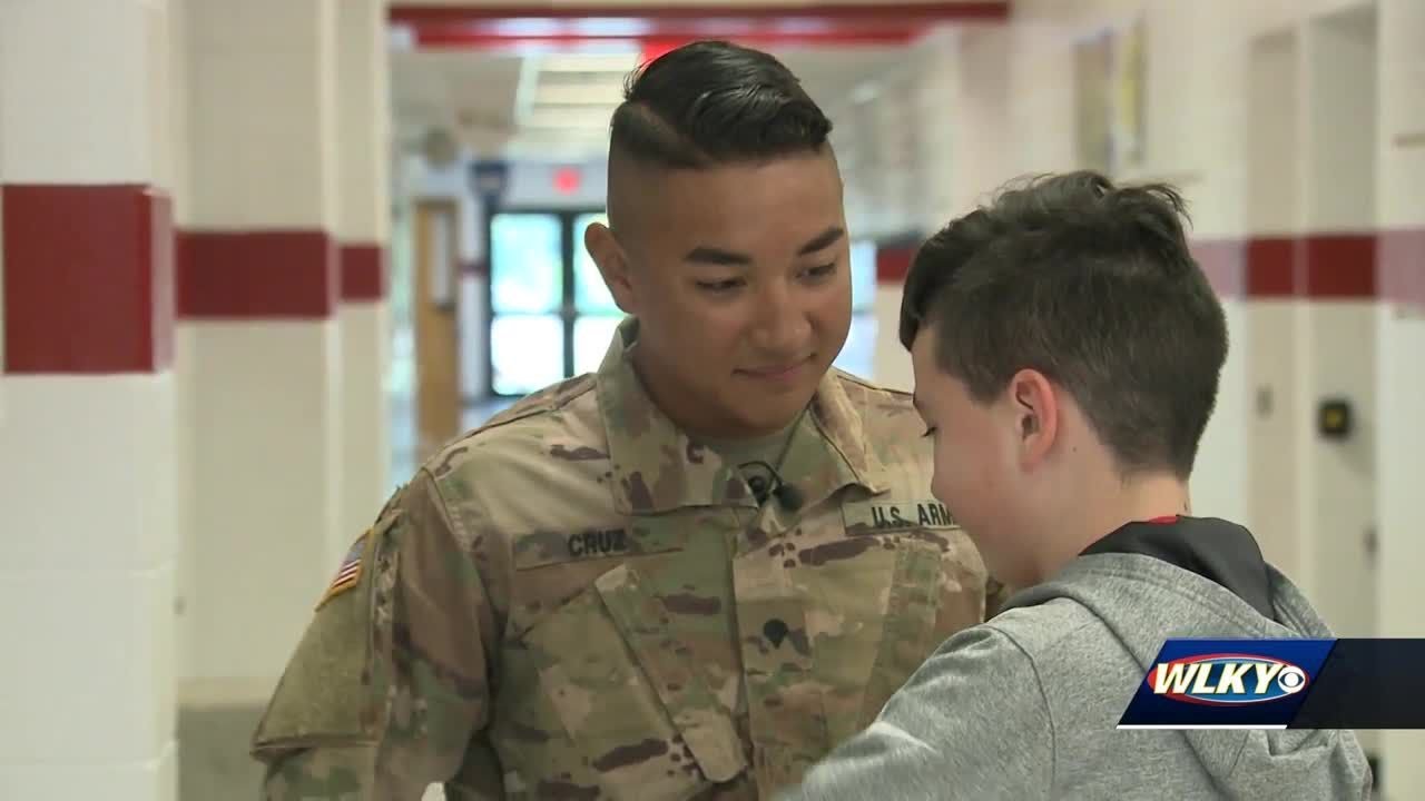 Soldier reunited with little brother - YouTube