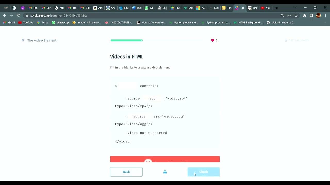 The video Element|HTML5|SOLOLEARN Answers - YouTube