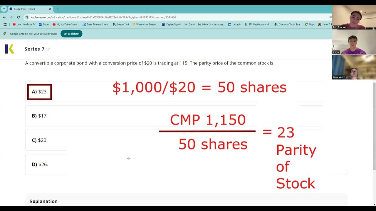 Calculating Parity Series 7 Exam Prep - YouTube