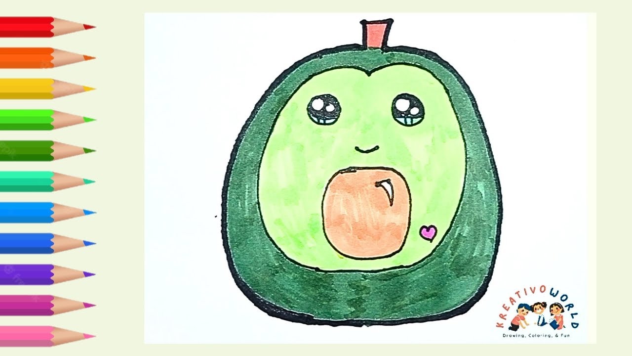 How to draw Avocado 🥑 | Easy way to draw for kids - YouTube