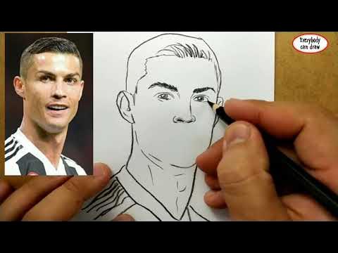 VERY EASY , How to draw cristiano ronaldo / cr7 from manchester united ...