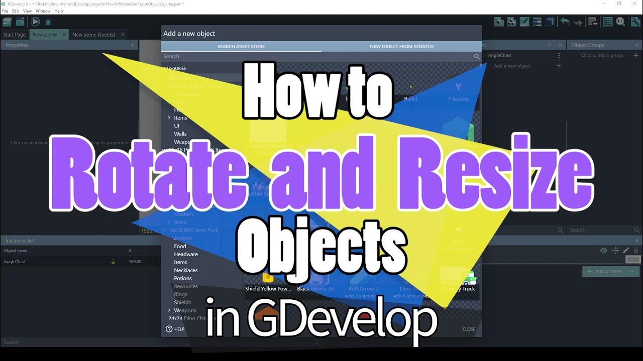 How to rotate and resize objects in GDevelop (tutorial) - YouTube