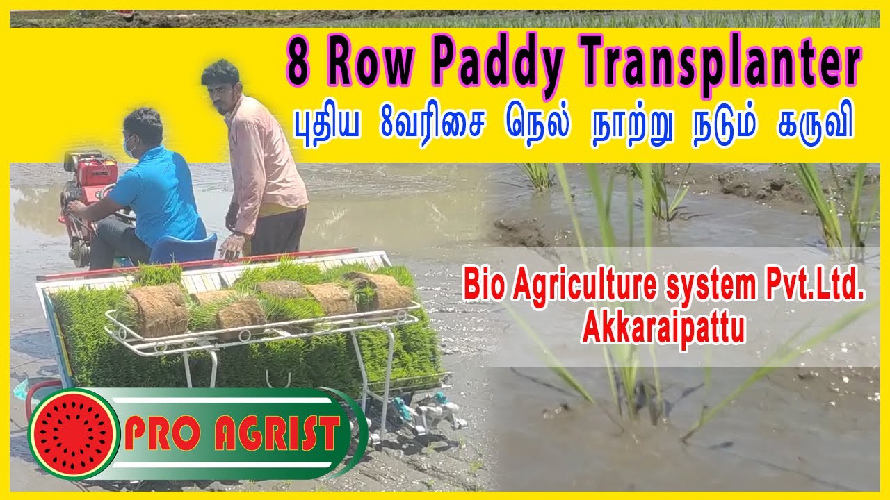 8 வரிசை நெல் நாற்று நடும் கருவி | 8 Row Paddy Transplanter - YouTube