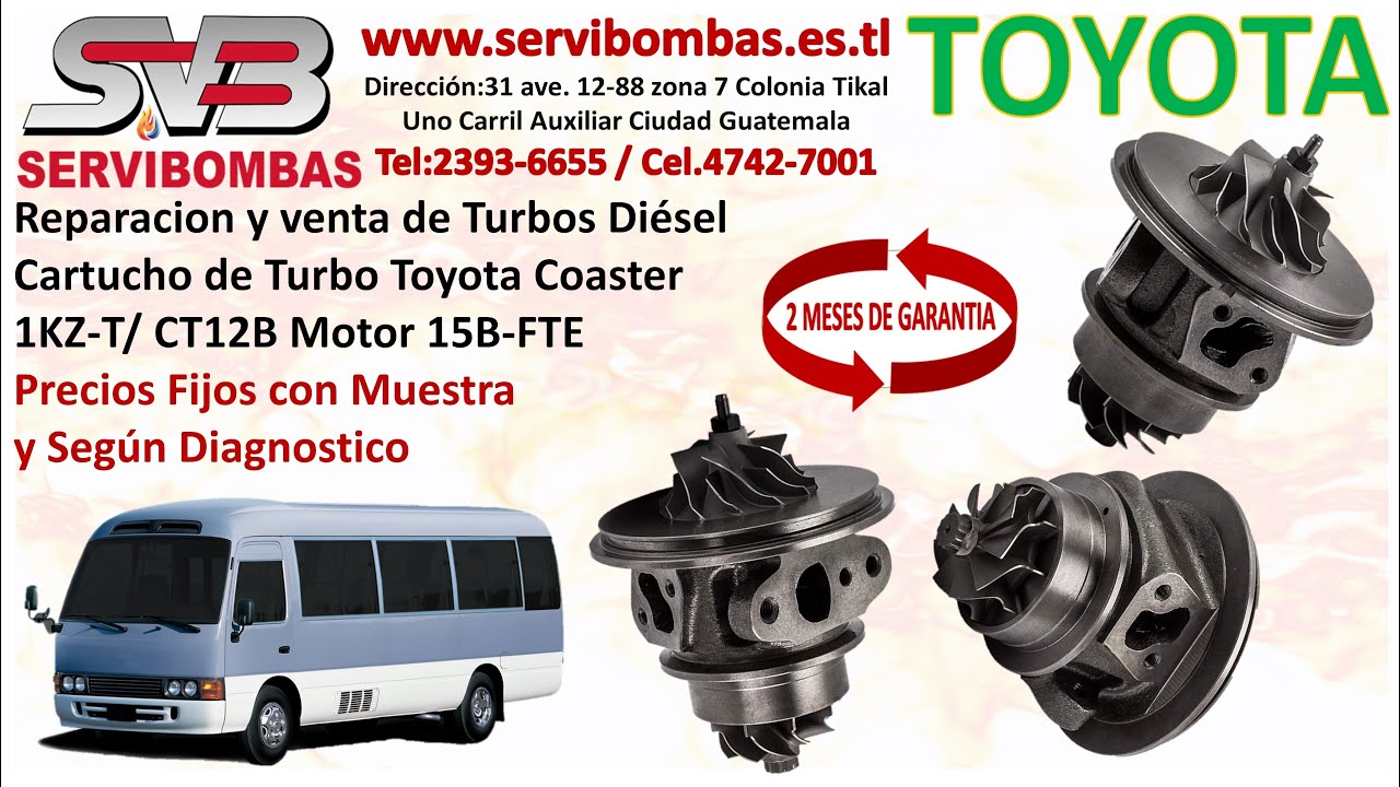 Cartucho de Turbo Toyota Coaster 1KZ-T, CT12B, Motor 15B-FTE, zona ...
