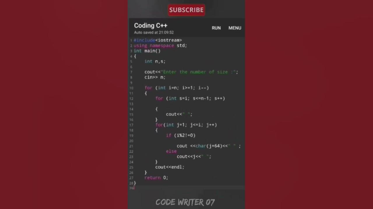 Best C Pattern Program Tutorial Video 💯🧠Shorts Coding Youtubeshorts Codewriter07 Youtube