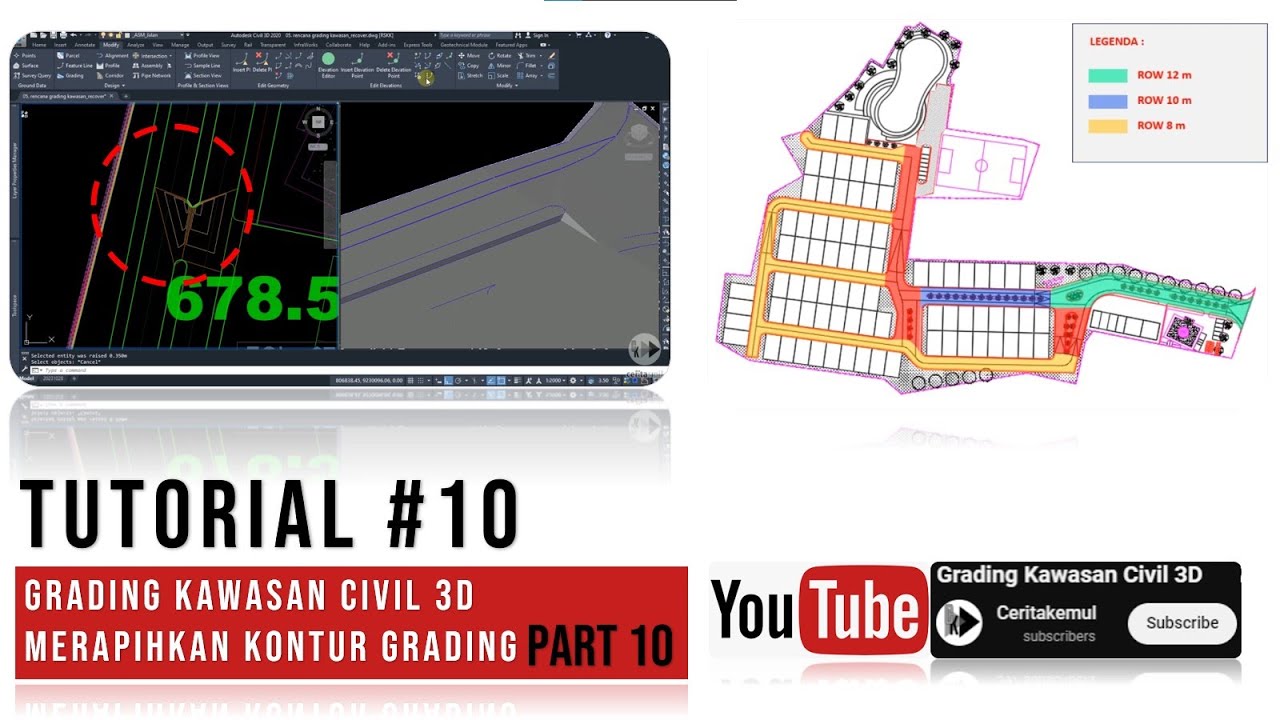 Grading Kawasan Autocad Civil 3D - Merapihkan Kontur Grading #10 - YouTube