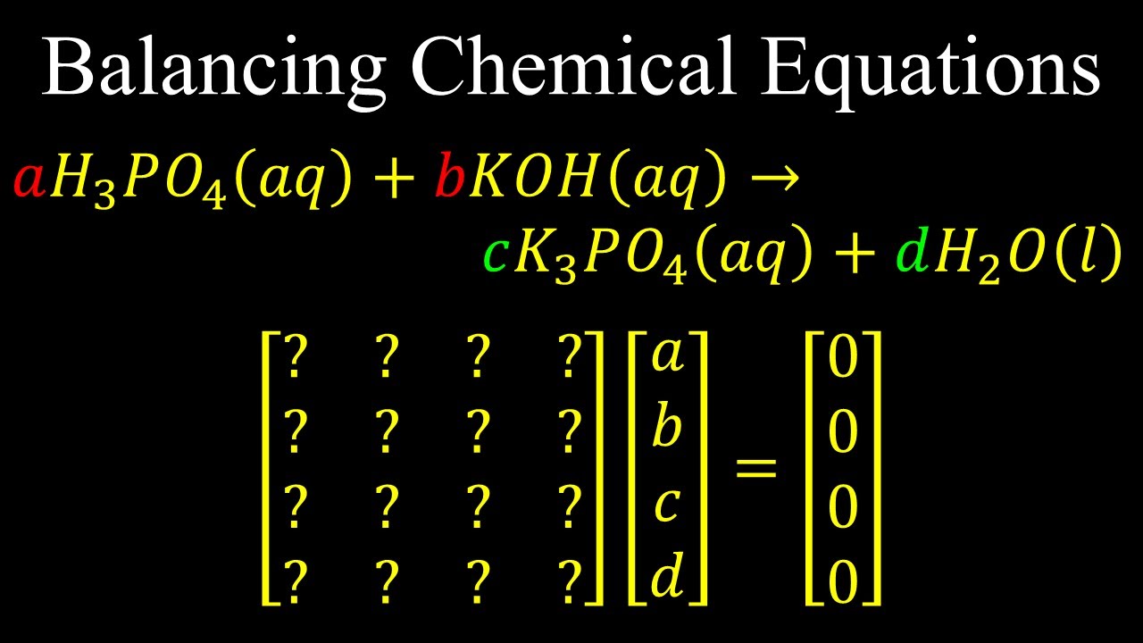 Balancing Chemical Equations, Example - Linear Algebra - YouTube