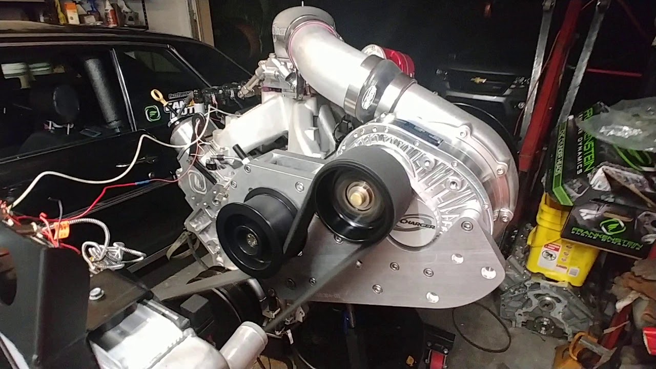 427 LS Procharged F1a on run stand - YouTube