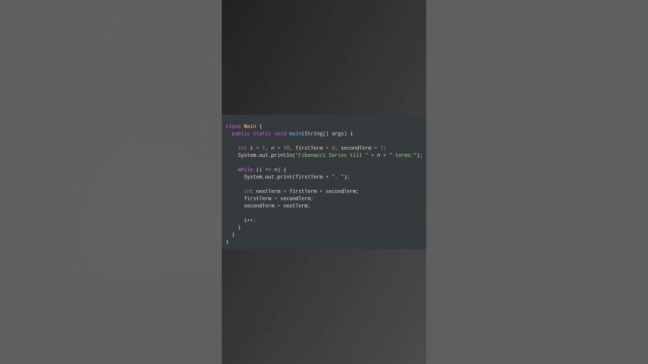 Java Program To Display Fibonacci Series Using While Loop Youtube 8648