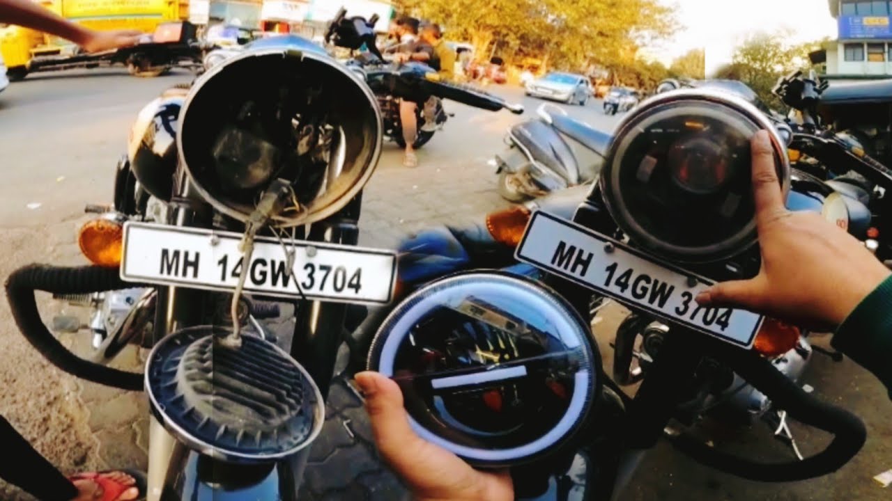 Best Headlight For Royal Enfield | LED Projector | Bullet Headlight ...