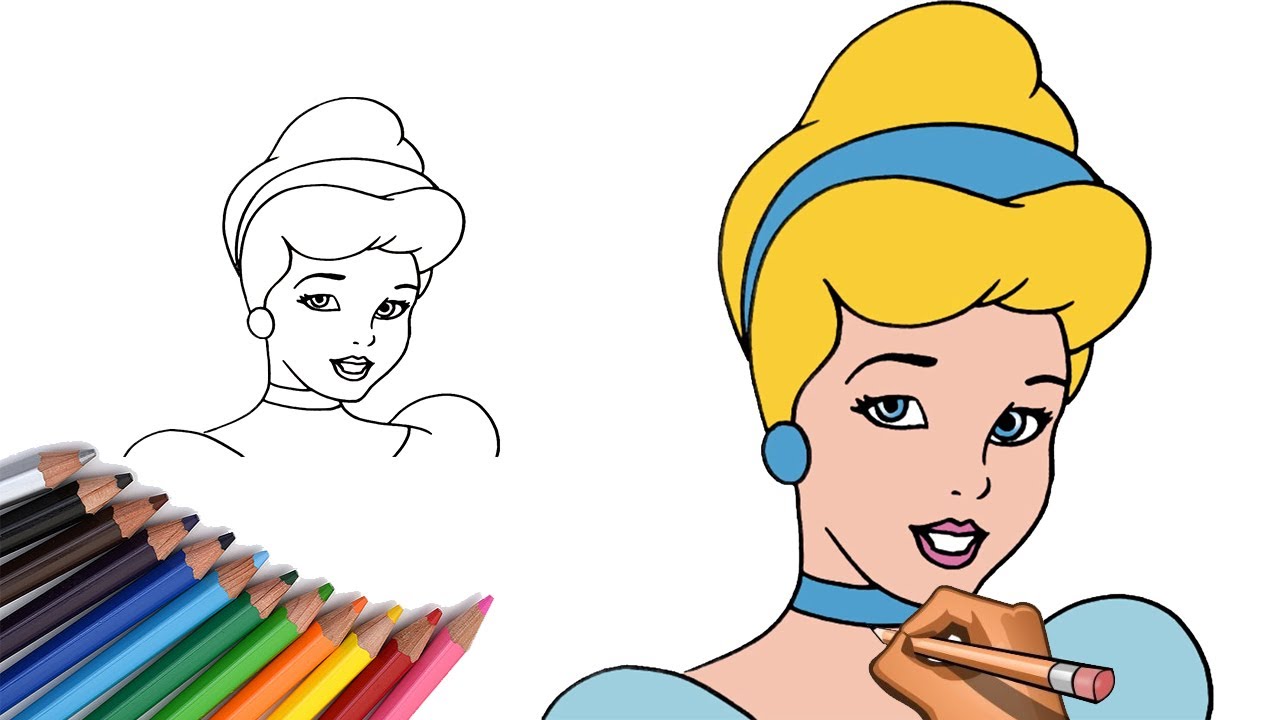 How to Draw Cinderella | Disney Princess Drawing | Easy Step by Step ...