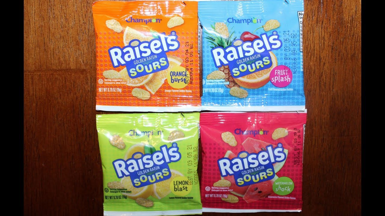 Champion Raisels Golden Raisin Sours: Orange Burst, Fruit Splash, Lemon ...