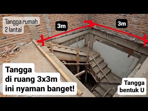 TANGGA RUMAH 2 LANTAI BENTUK U! Tangga Beton Di Ruangan 3x3 meter ...