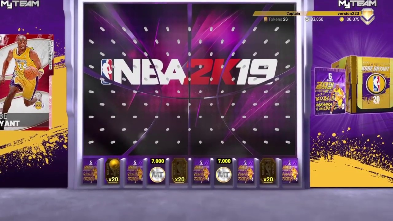 NBA 2K19 MyTeam Locker Codes: 20th Ed Kobe pack (A shot at 20th Edition ...