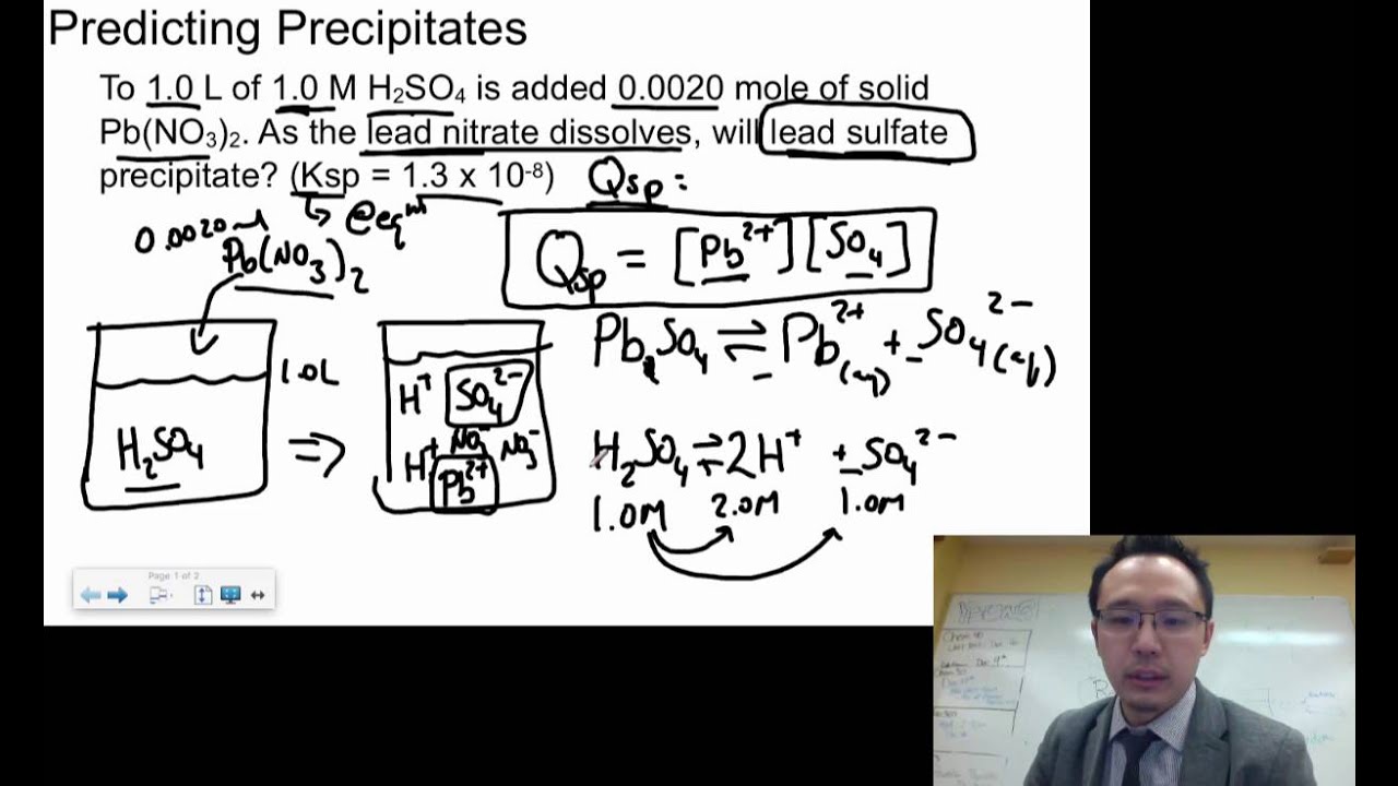 Chem 8.6 - Predicting Precipitates in a reactinon (Ksp) - YouTube