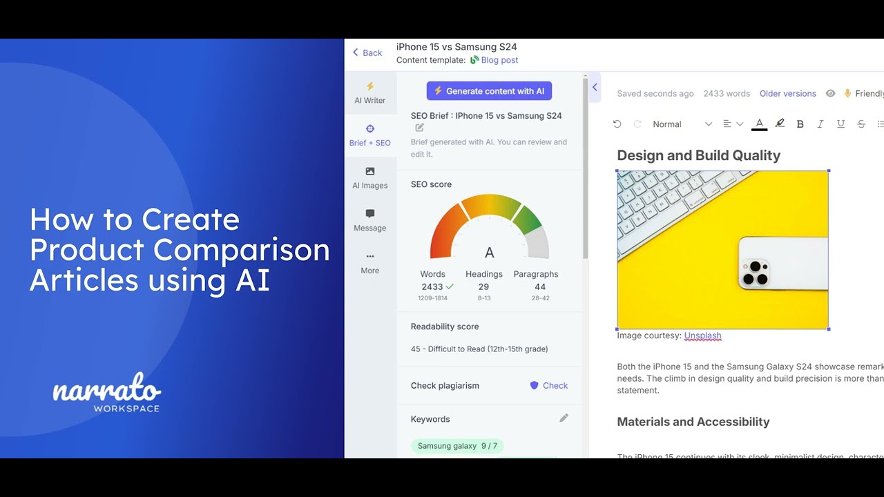 How to Effortlessly Create Product Comparison Articles with Narrato AI ...
