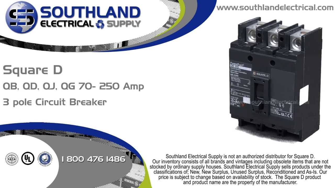 Square D QBL32200, 200 Amp, 240 Volt, 3 Pole Circuit Breaker - YouTube