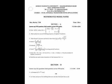 5th sem maths 7B model paper and important questions and integrals - YouTube