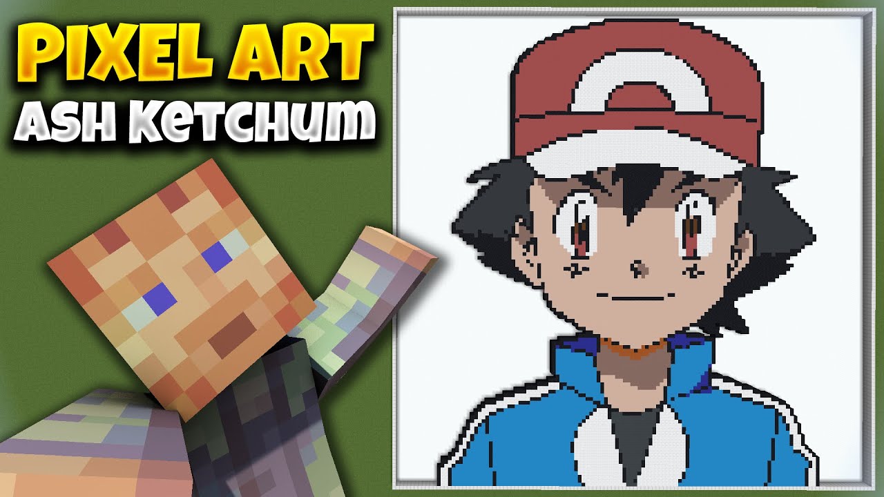 ASH KETCHUM, Pokemon | Minecraft Pixel Art | Visual ASMR. - YouTube