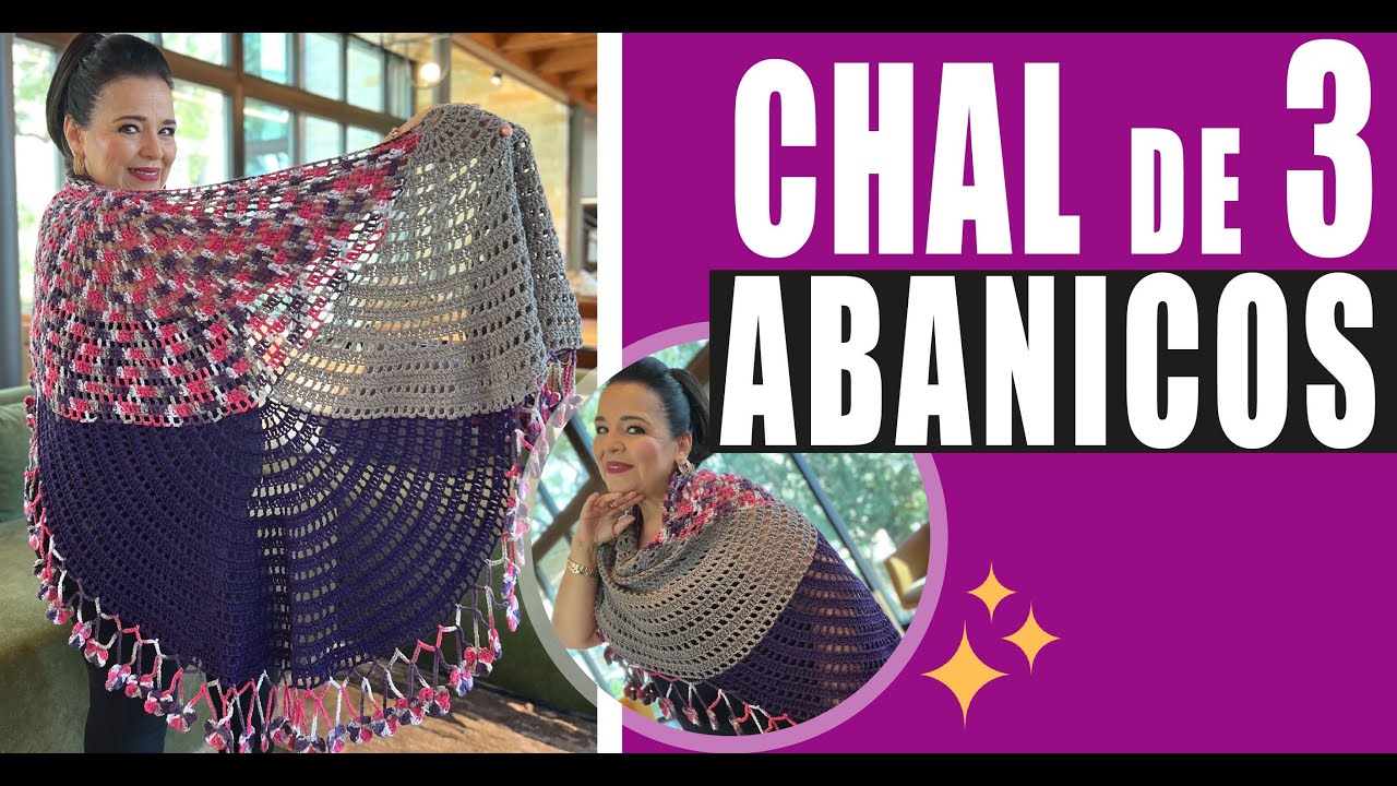 ¡3 ABANICOS! Espectacular Chal TEJIDO / Cómo tejer 😍 Yo Tejo con LAURA CEPEDA - YouTube