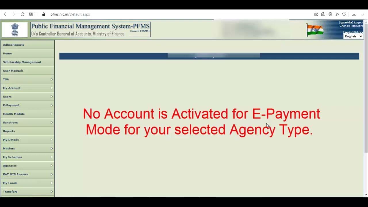 No Account Is Activated For E Payment Mode For Your Selected Agency