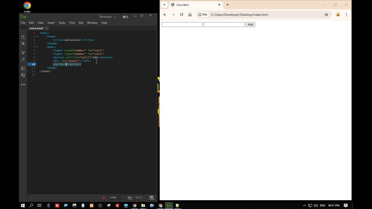 program to add numbers using javascript - YouTube