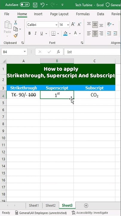 How to apply subscript, superscript, and strikethrough in Excel | Excel Shortcut #shortsfeed ...
