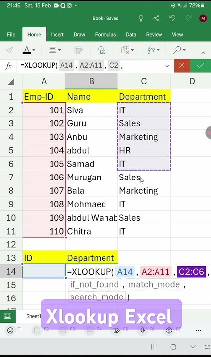 Excel Xlookup in Tamil #excel #exceltech #xlookup - YouTube