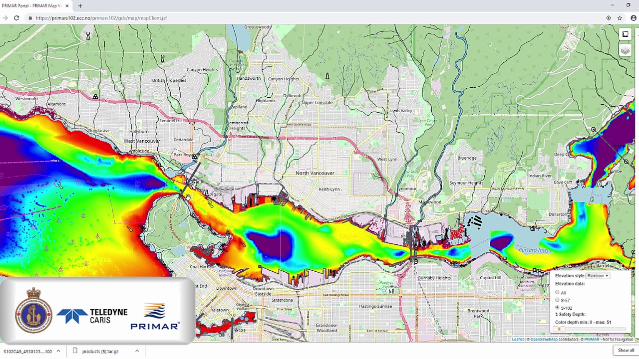 Bathymetry in CARIS Cloud in PRIMAR Viewer, combined with ENC - YouTube