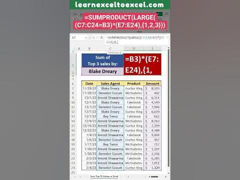 Excel Pro Trick: SUM Top N Values Based on Criteria in Excel - Sum Top 3, 5, 10 values with ...