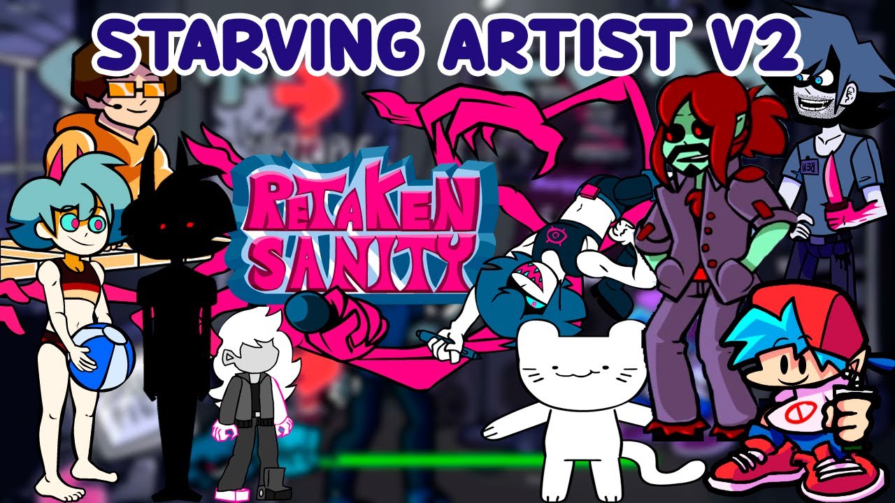 Friday Night Funkin' | VS Starving Artist V2 Retaken Sanity FULL WEEK ...