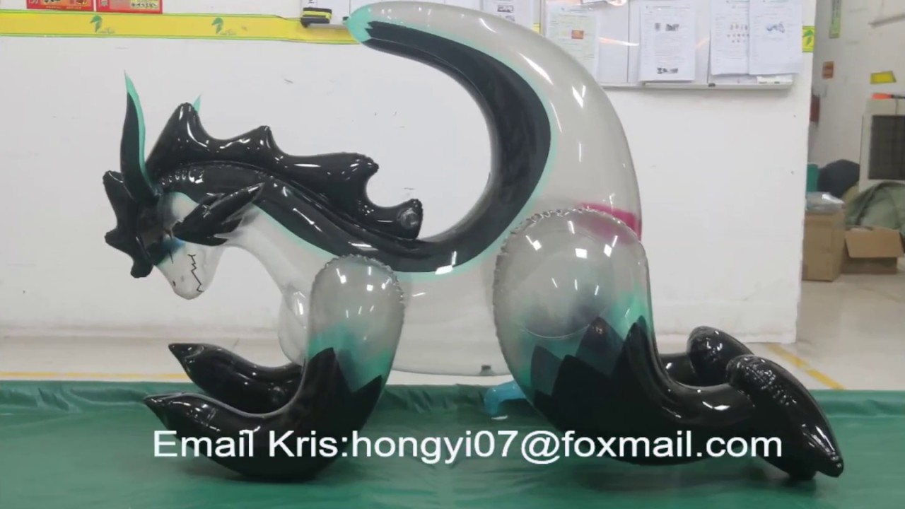 Hongyi squeaky inflatable dragon ride on inflatable animals - YouTube