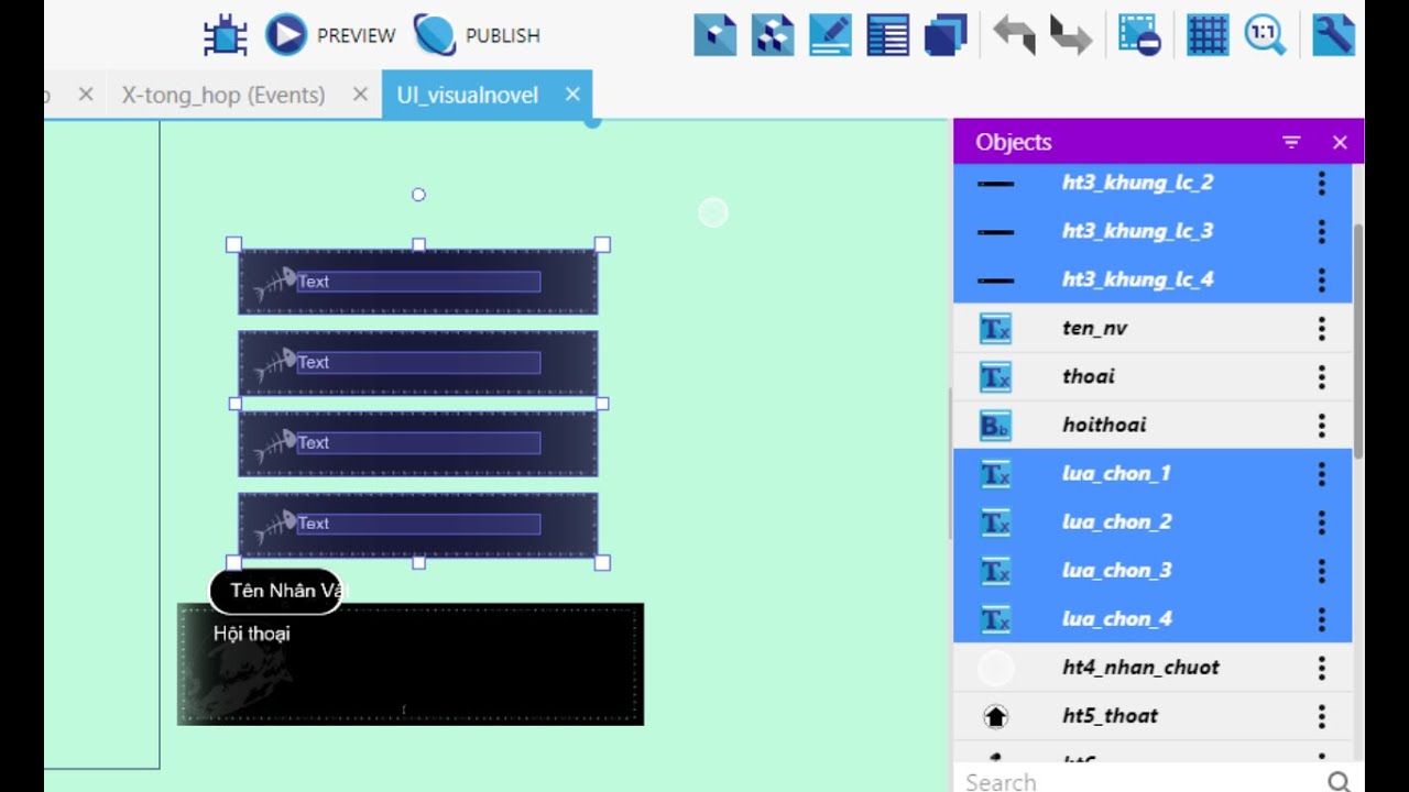 [Gdevelop] Template Visual Novel - P2 - Phân Đoạn và Tạo Lựa Chọn - YouTube