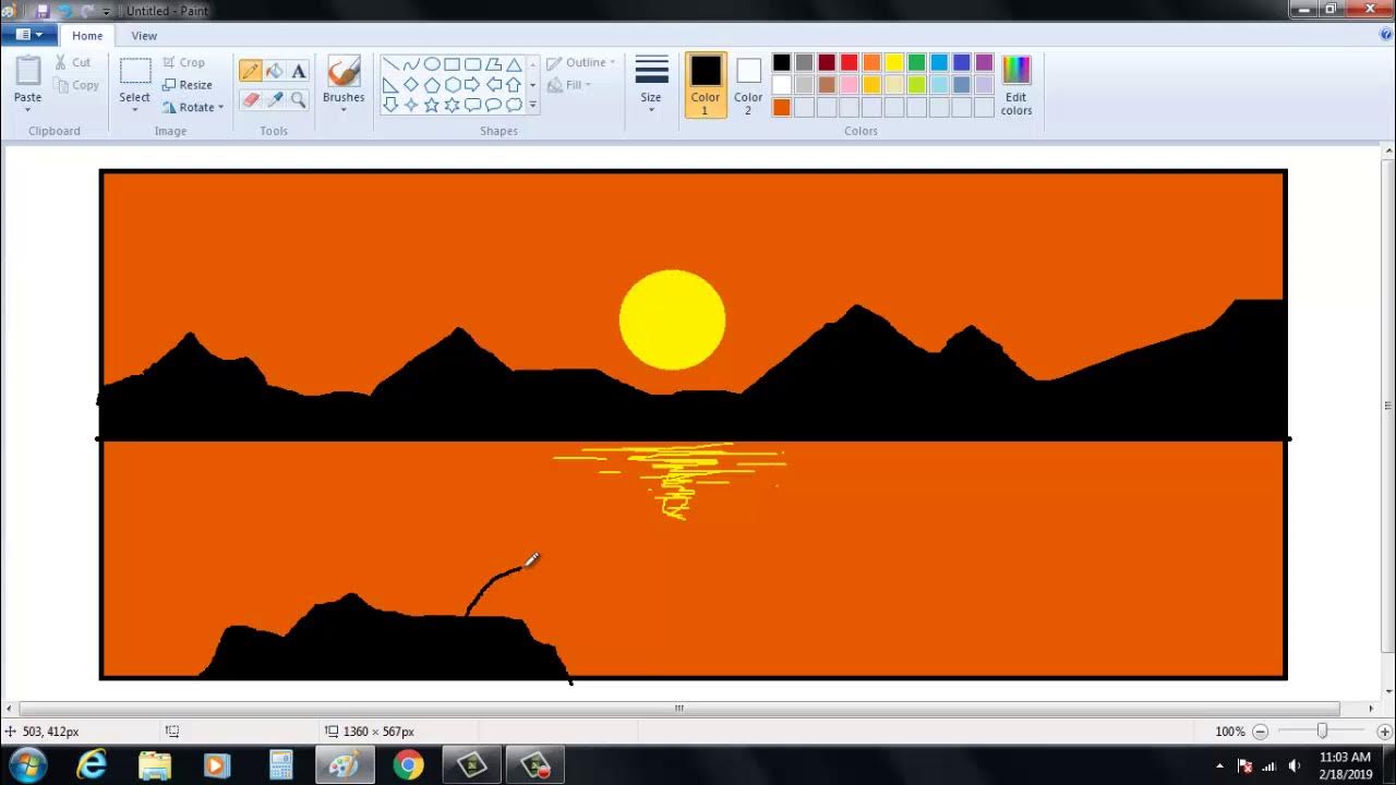 How to draw a beautiful scenery in computer - YouTube