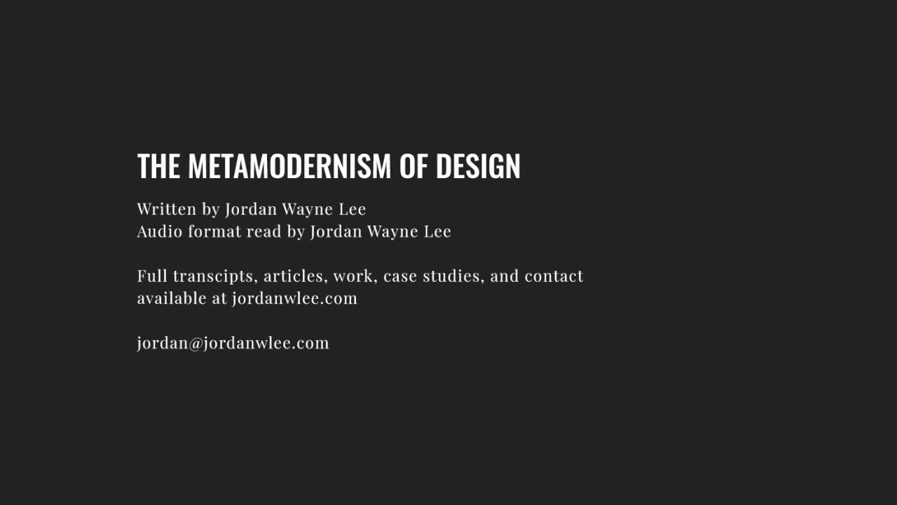 The metamodernism of design - YouTube