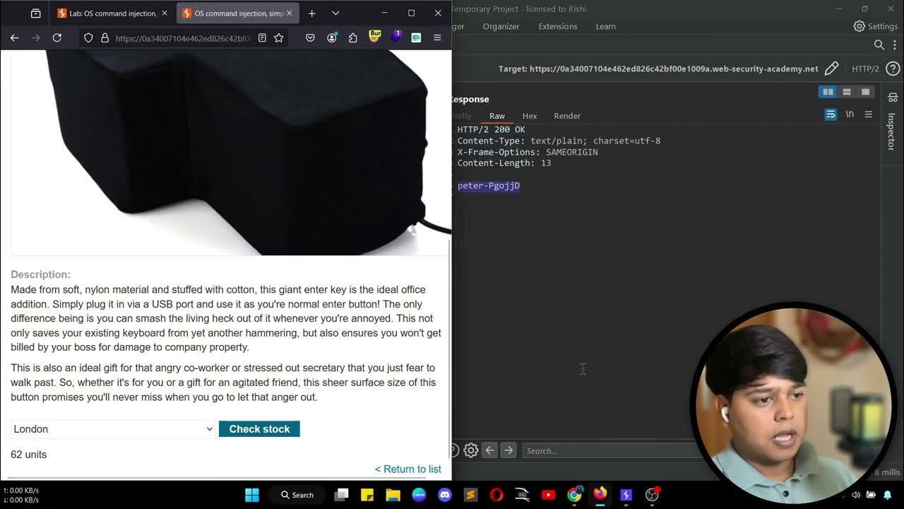 OS command injection, simple case | PORTSWIGGER LAB SOLUTION - YouTube