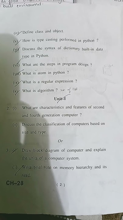 bsc 1st year COMP101(problem solving using computer) HPU question paper 2024 - YouTube