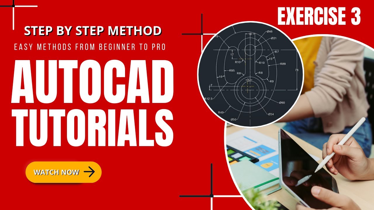 | Exercise 3 | AutoCAD For Beginners | Drawings with Solutions | Step ...