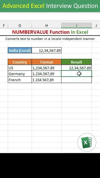 NUMBERVALUE Function in excel | NUMBERVALUE formula in excel | excel interview questions tips ...