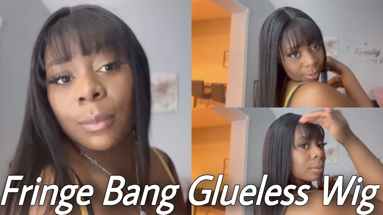 (SUPER QUICK) Installing Fringe Bang Glueless Wig 18in Ft. Tinashe Hair ...