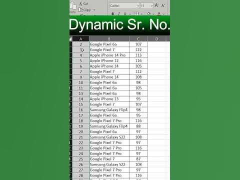 Enable dynamic serial number in #excel - YouTube