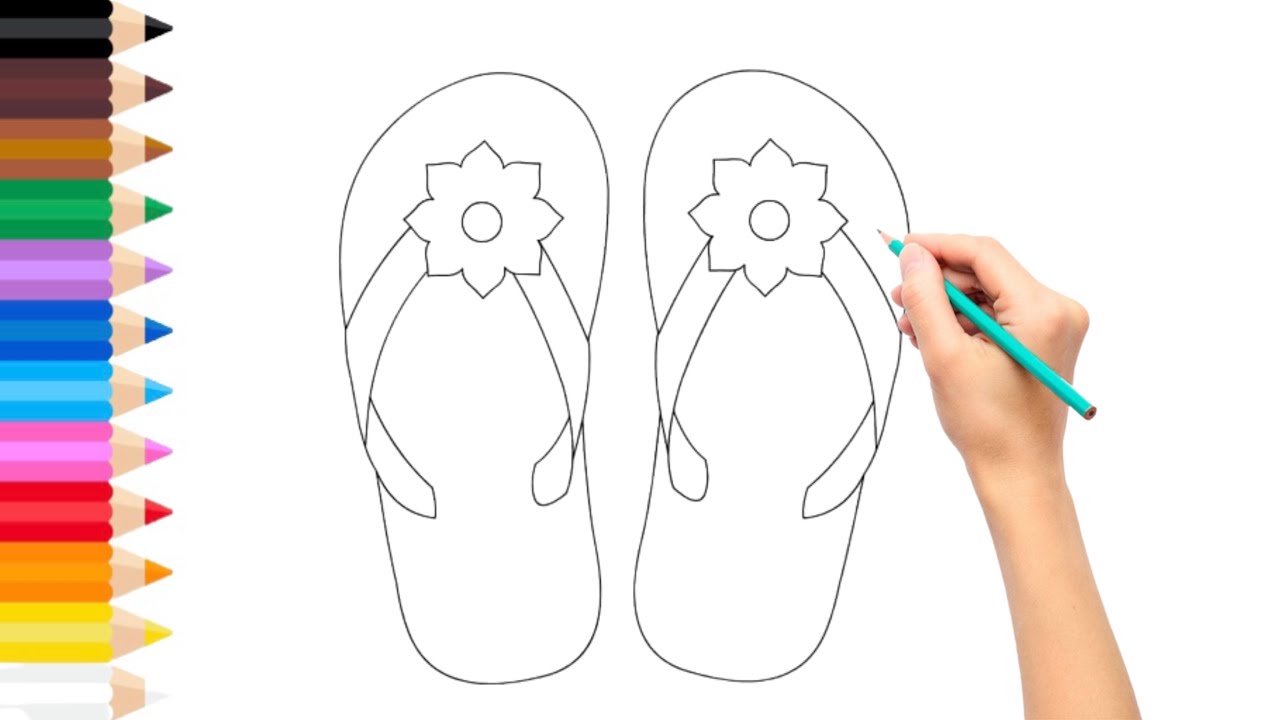 Drawing and coloring slippers | how to draw and coloring slippers ...