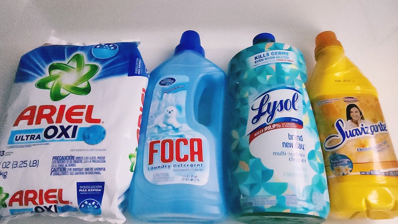 ASMR Ariel OXI+ Lysol New Scent+ FOCA detergent - YouTube