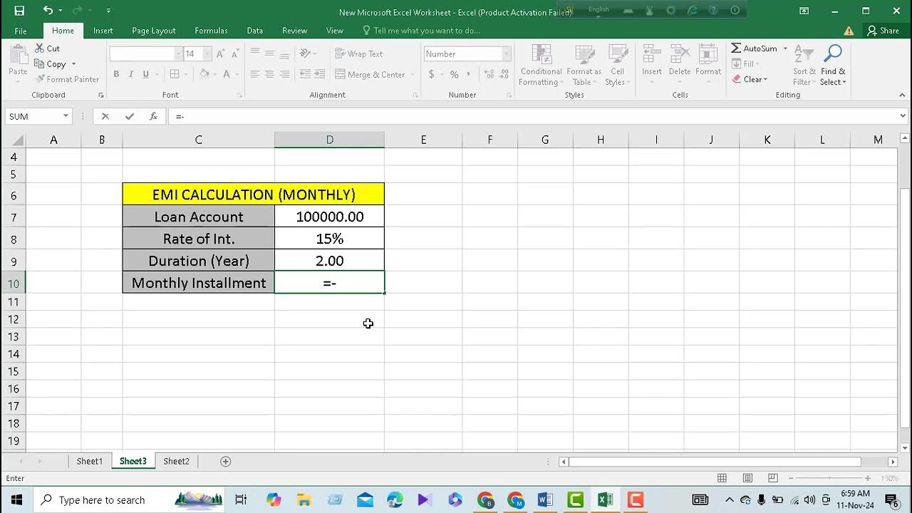 How to Calculation loan Installment in MS Excel - YouTube